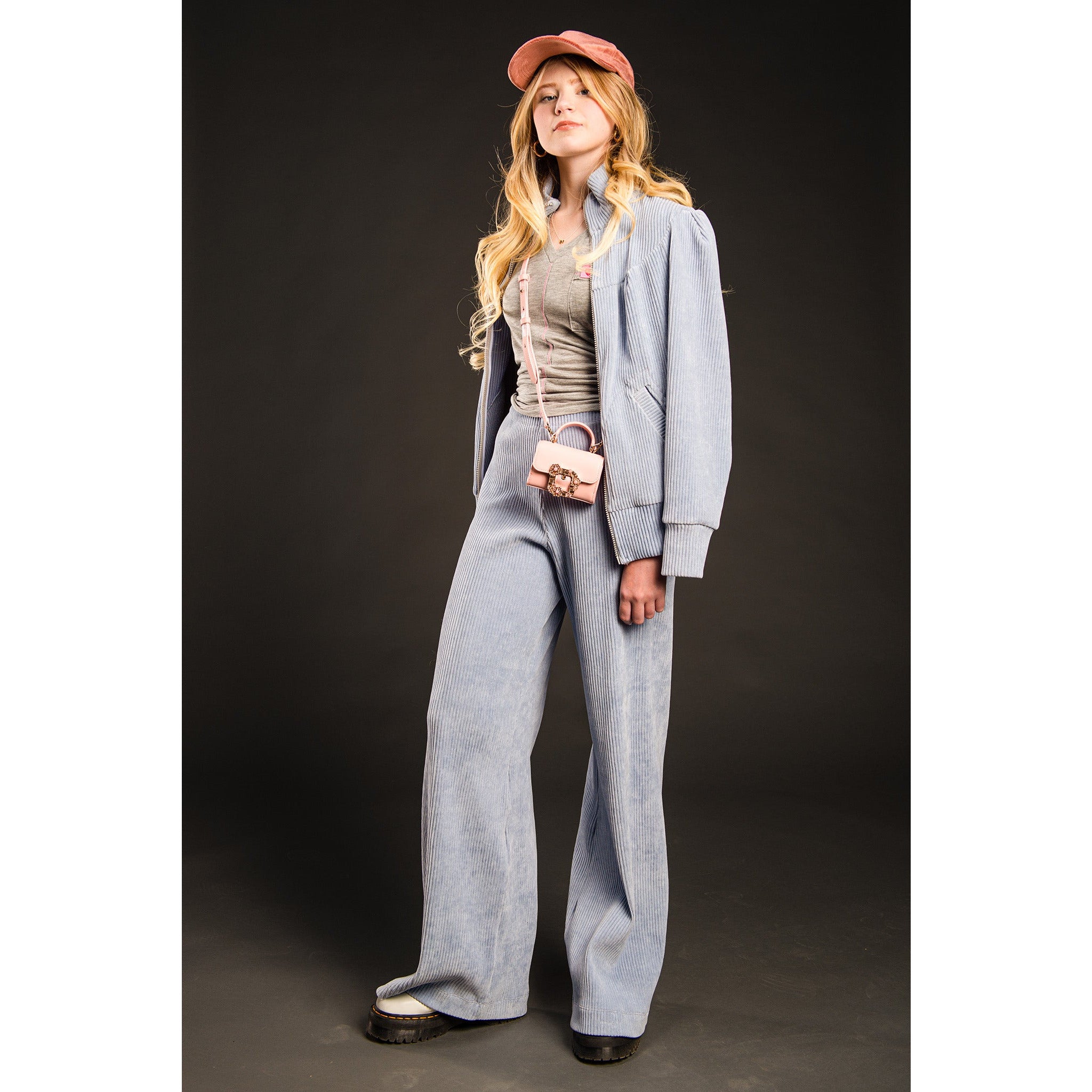 Vintage-Inspired Hayden Rib Knit Velour Track Suit by Anna Rewick